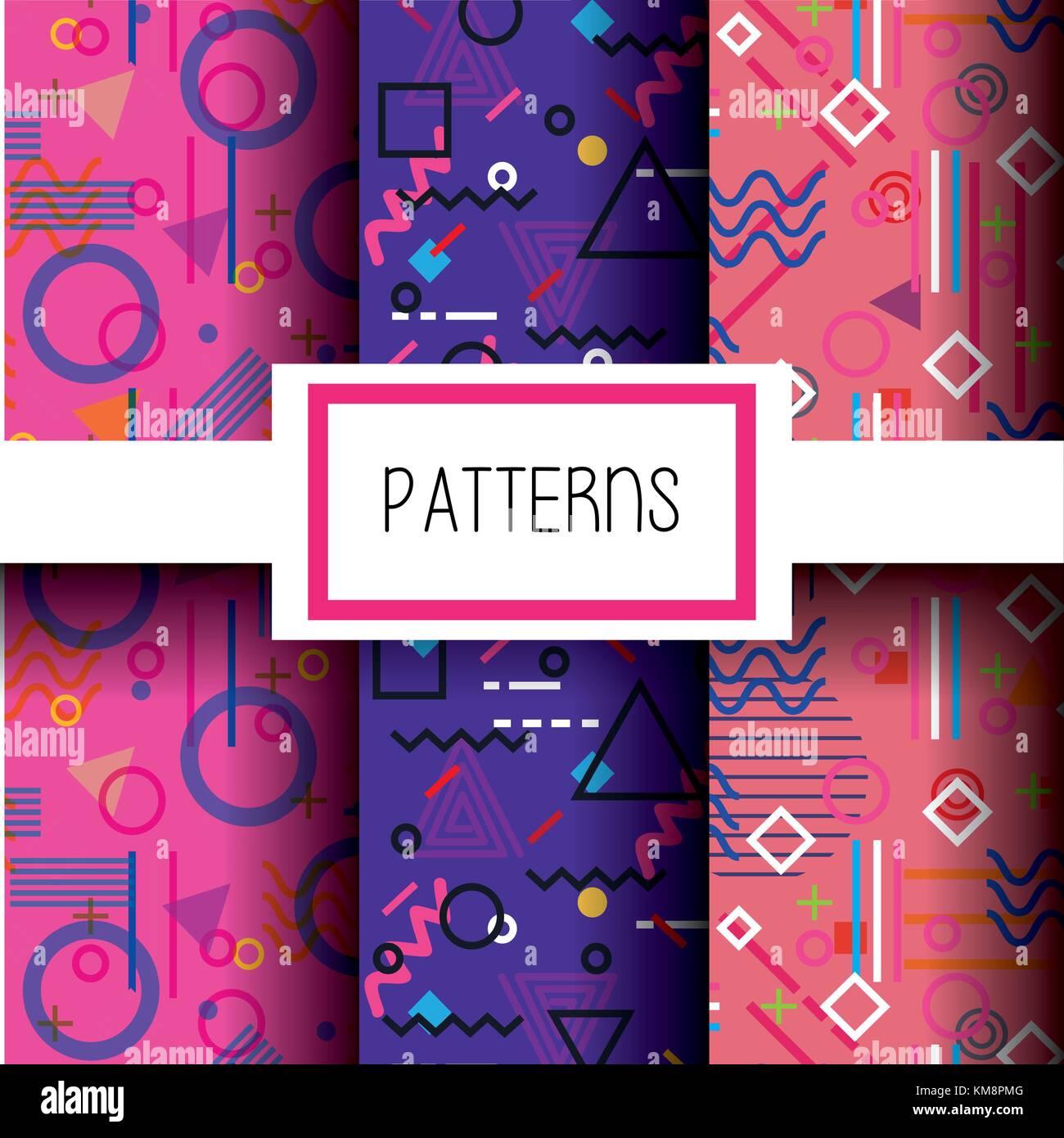 lines figures and colors patterns set vector illustration Stock Vector ...
