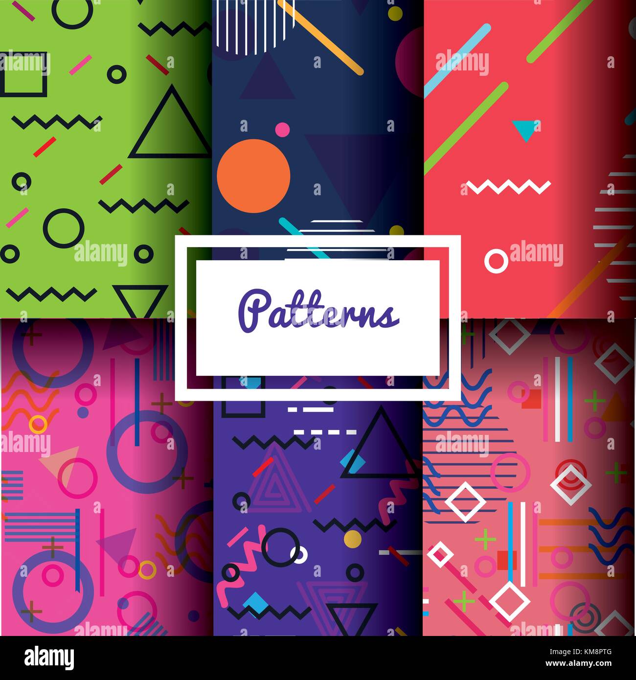 lines figures and colors patterns set vector illustration Stock Vector ...