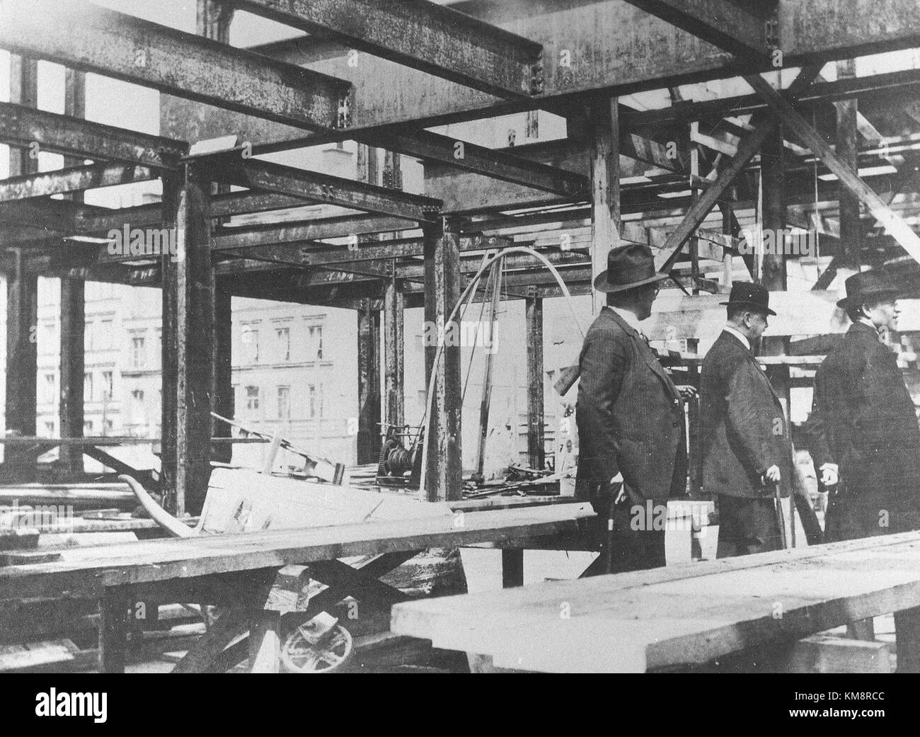 Construction work at Konserthuset, Stockholm, in April 1924. The image ...