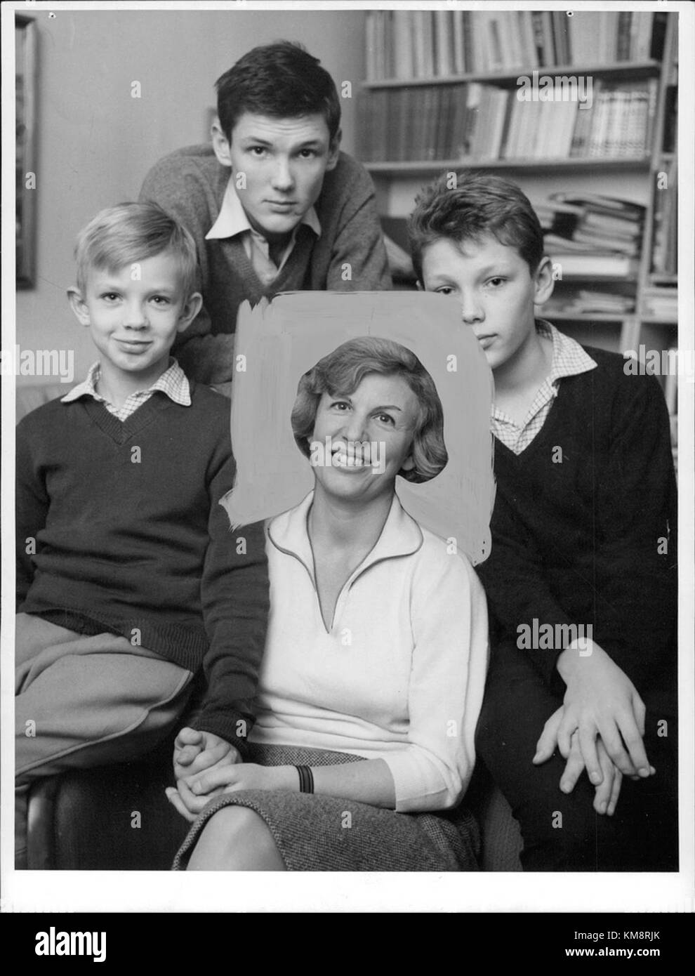 A portrait of Gun Bergman with her three sons, captured in the mid-20th ...