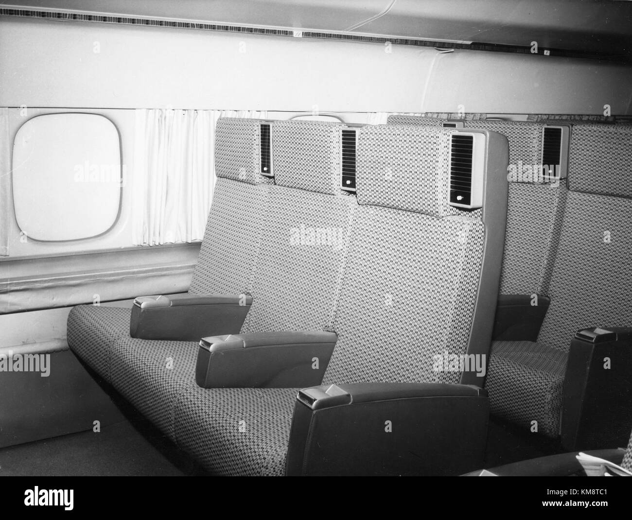 A pre-delivery view of the interior design and seating of the SAS DC 8 ...