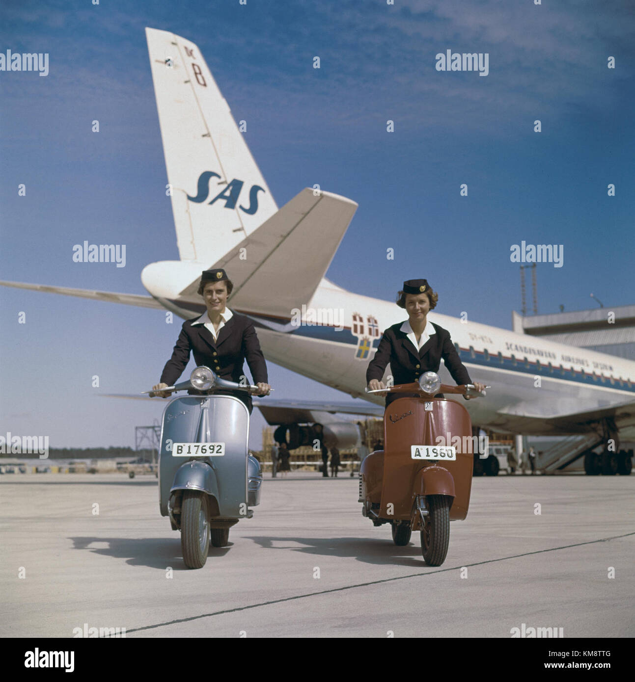 The SAS DC-8 33, a 1960s jet airliner, is shown on the ground in Dan ...