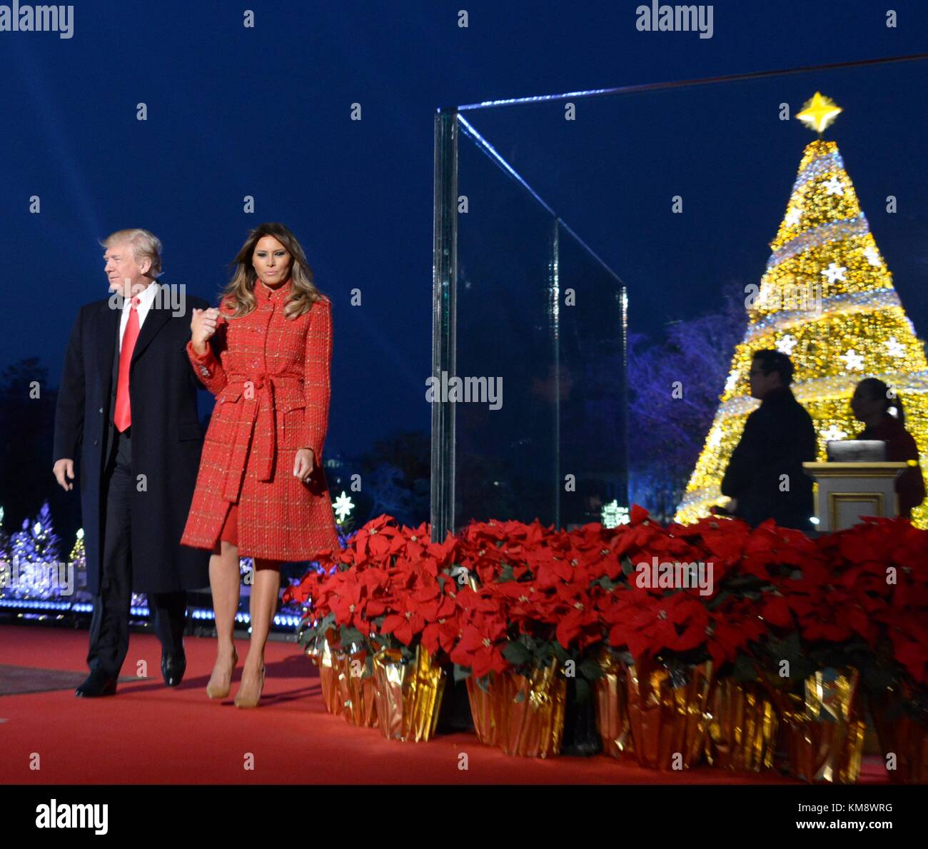U.S. President Donald Trump and First Lady Melania Trump during the ...
