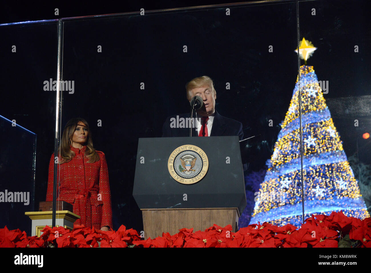 U.S. President Donald Trump and First Lady Melania Trump during the ...