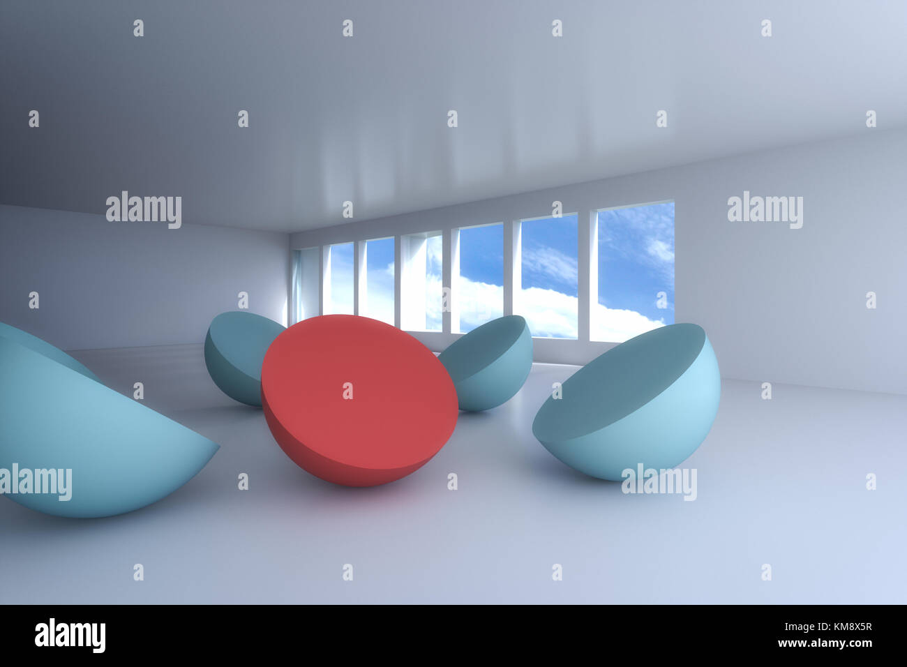 3D rendering abstract circle blocks in room Stock Photo - Alamy