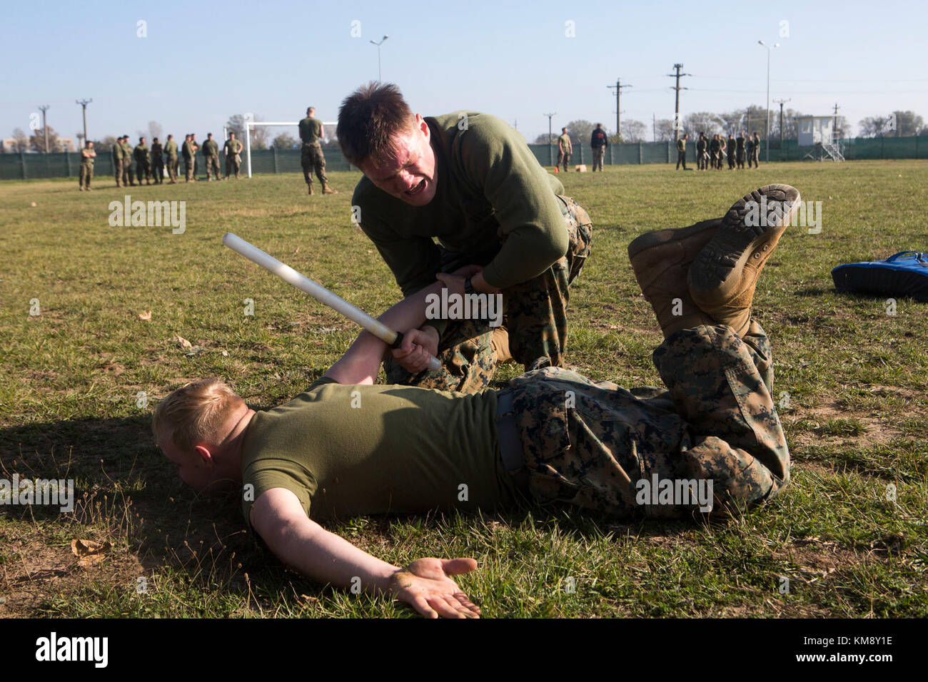 U.S. Marine with Black Sea Rotational Force 17.2 restrains a notional ...