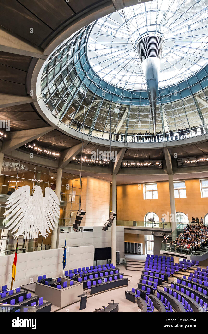 Interior of Plenary Hall (meeting room) of German Parliament (Deutscher ...