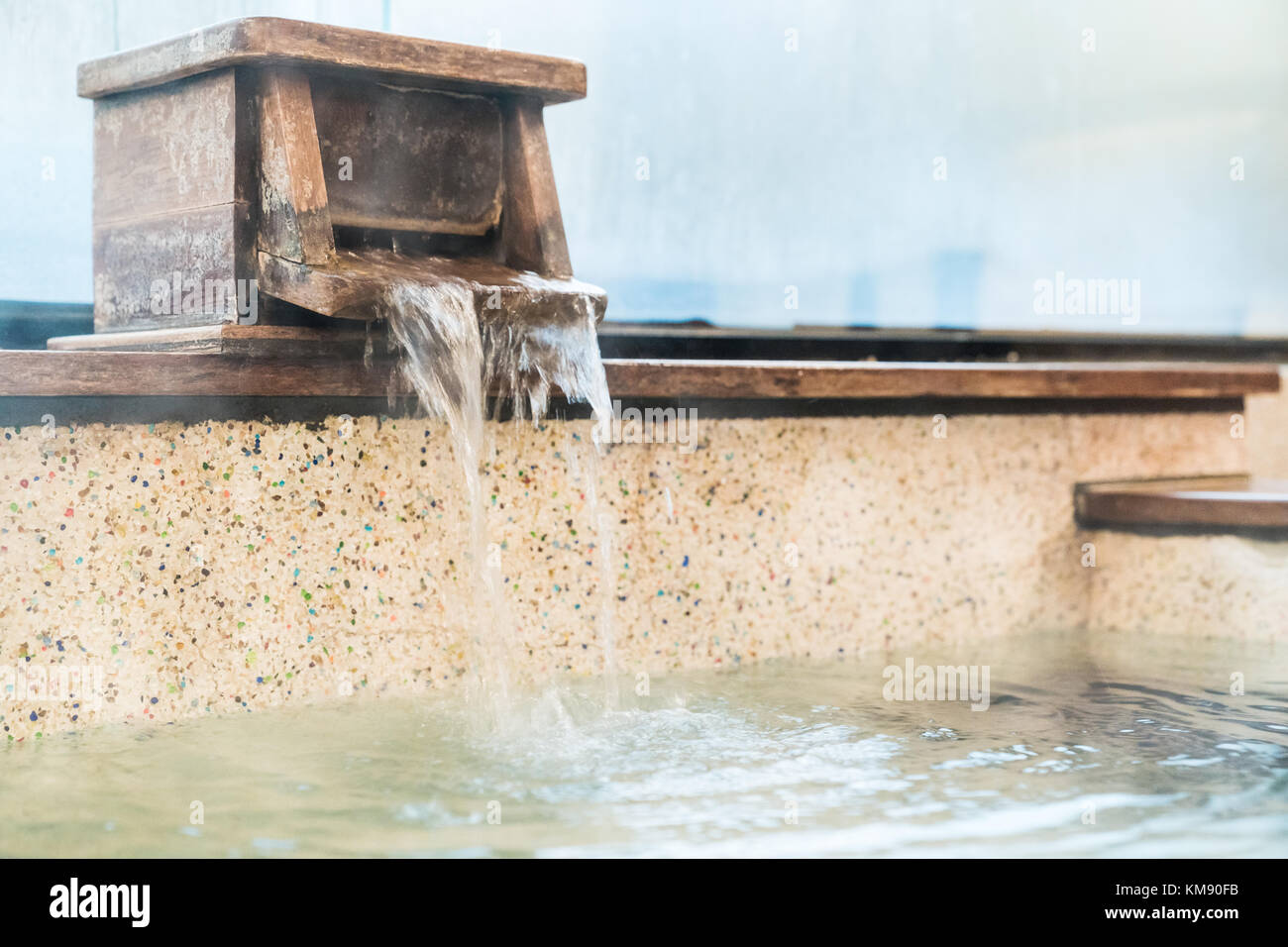hot spring water come out from bathtub and fill in to the bath Stock ...