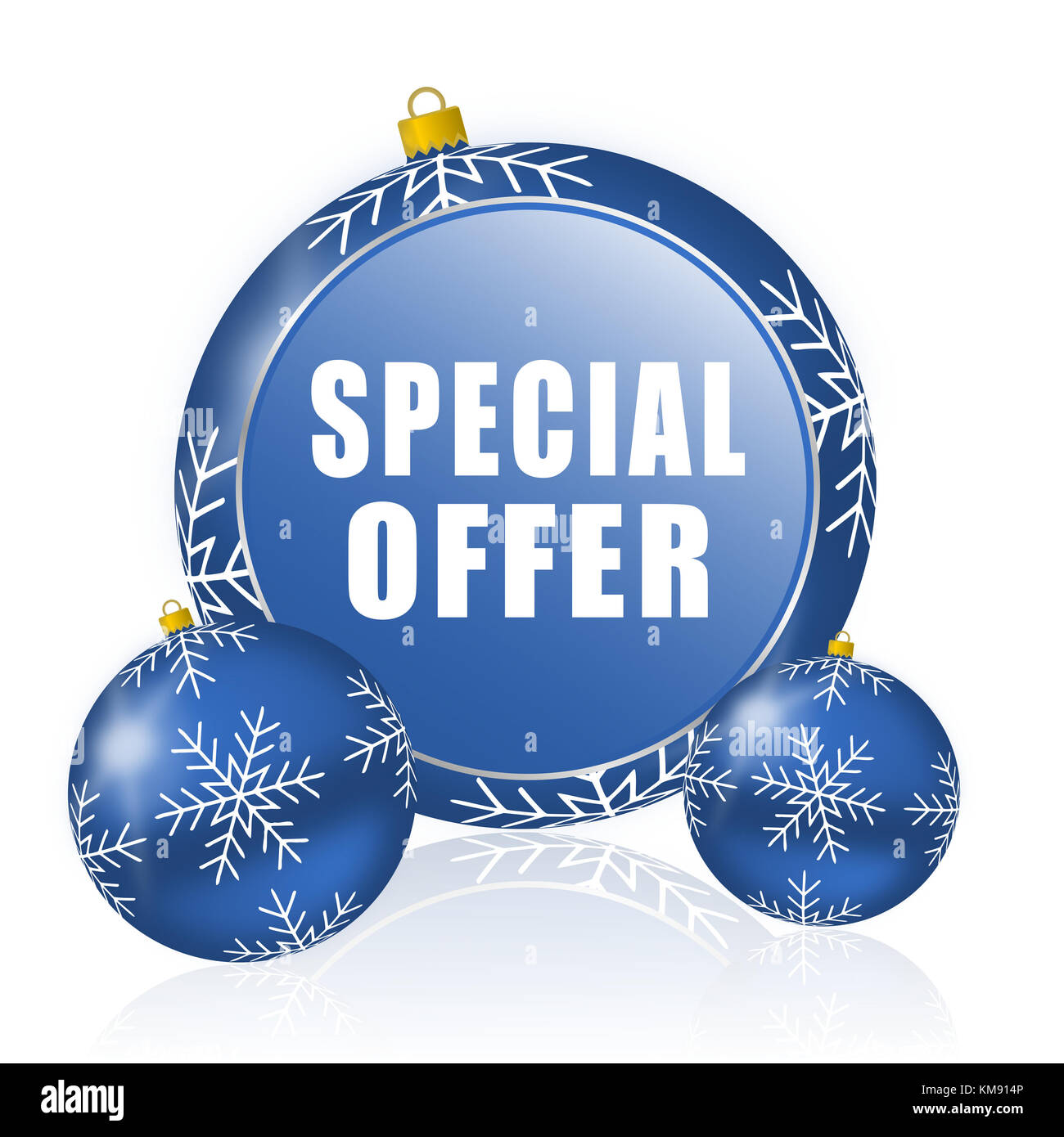 Special offer blue christmas balls icon Stock Photo - Alamy
