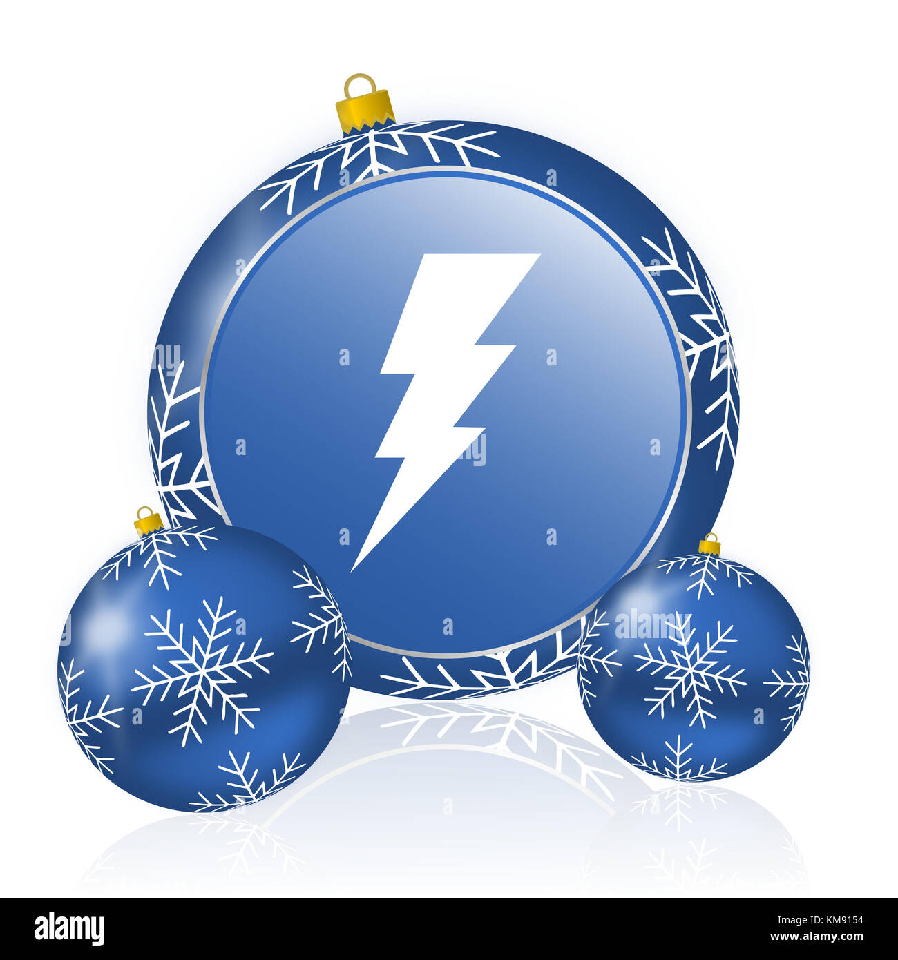 Bolt blue christmas balls icon Stock Photo - Alamy