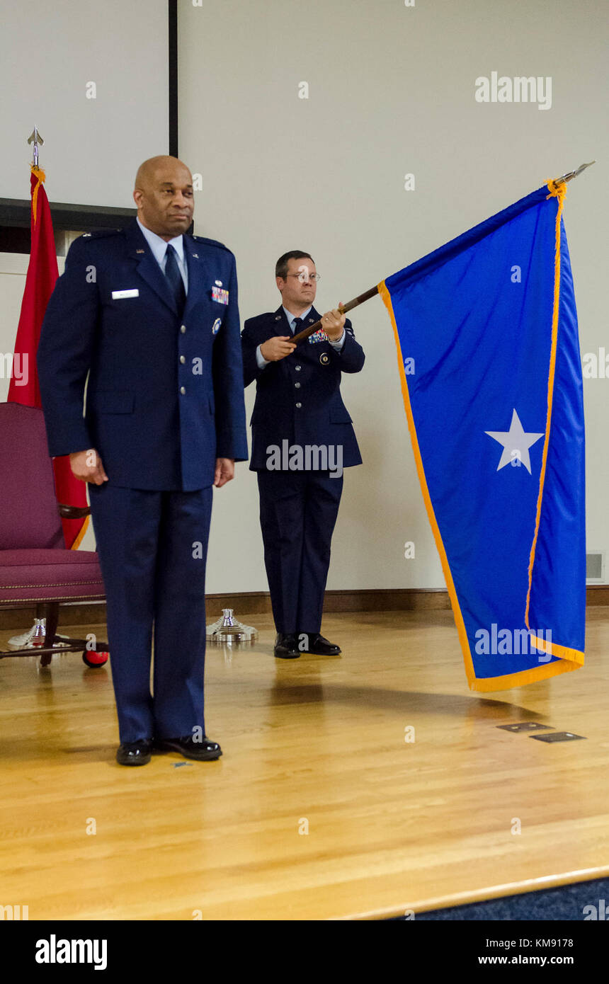 The flag for newly promoted Brig. Gen. Charles M. Walker, chief of ...