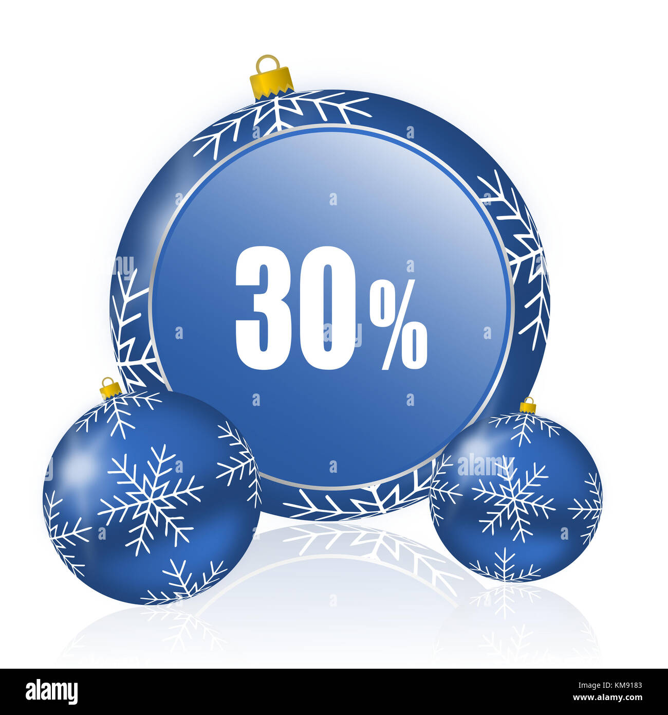 30 percent blue christmas balls icon Stock Photo - Alamy