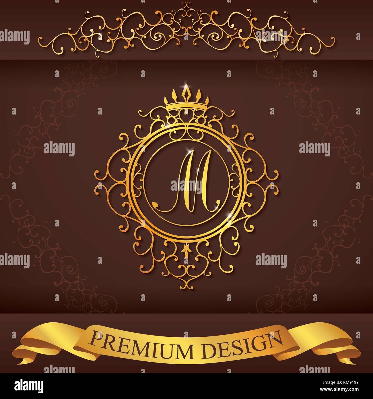 Letter M. Luxury Logo template flourishes calligraphic elegant ornament ...
