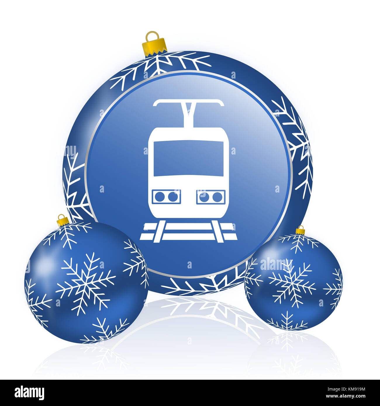Train blue christmas balls icon Stock Photo - Alamy