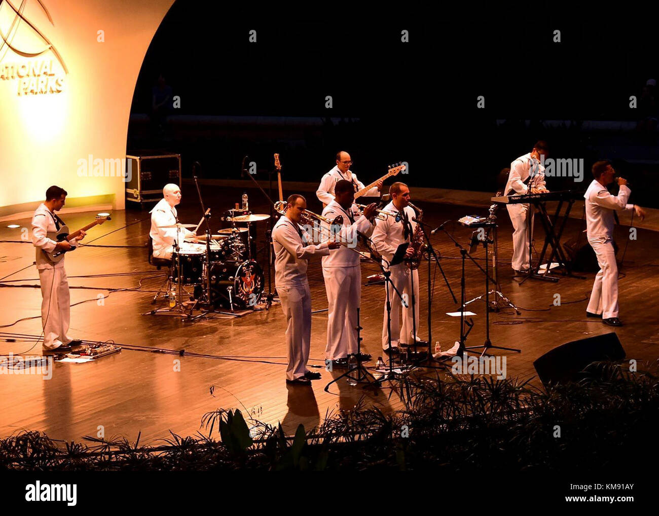 The U.S. 7th Fleet Band, Orient Express, performs at the Shaw ...