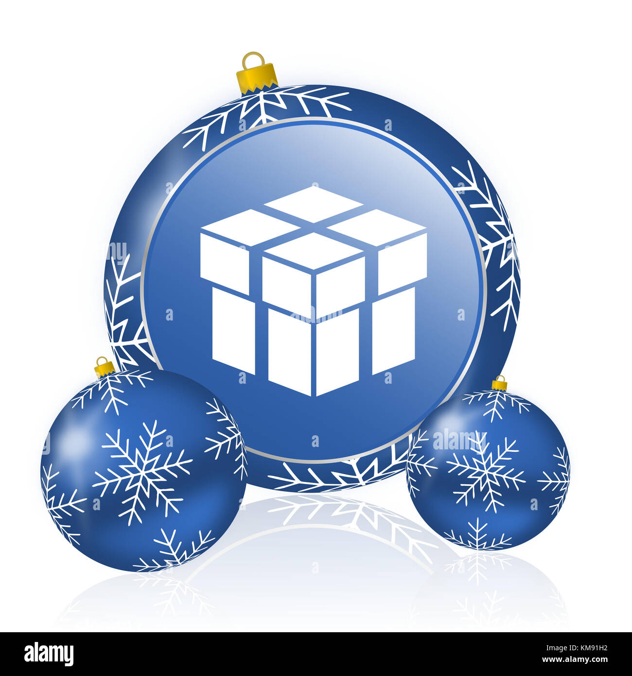 Box blue christmas balls icon Stock Photo - Alamy