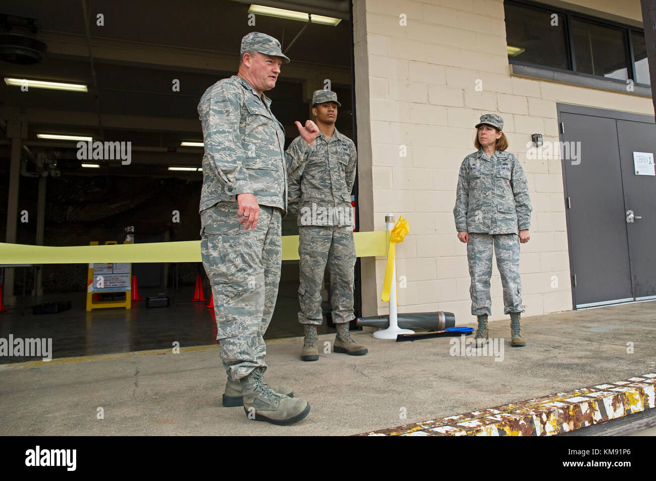 Col. David Pavey, 514th Air Mobility Wing commander, speaks about the ...