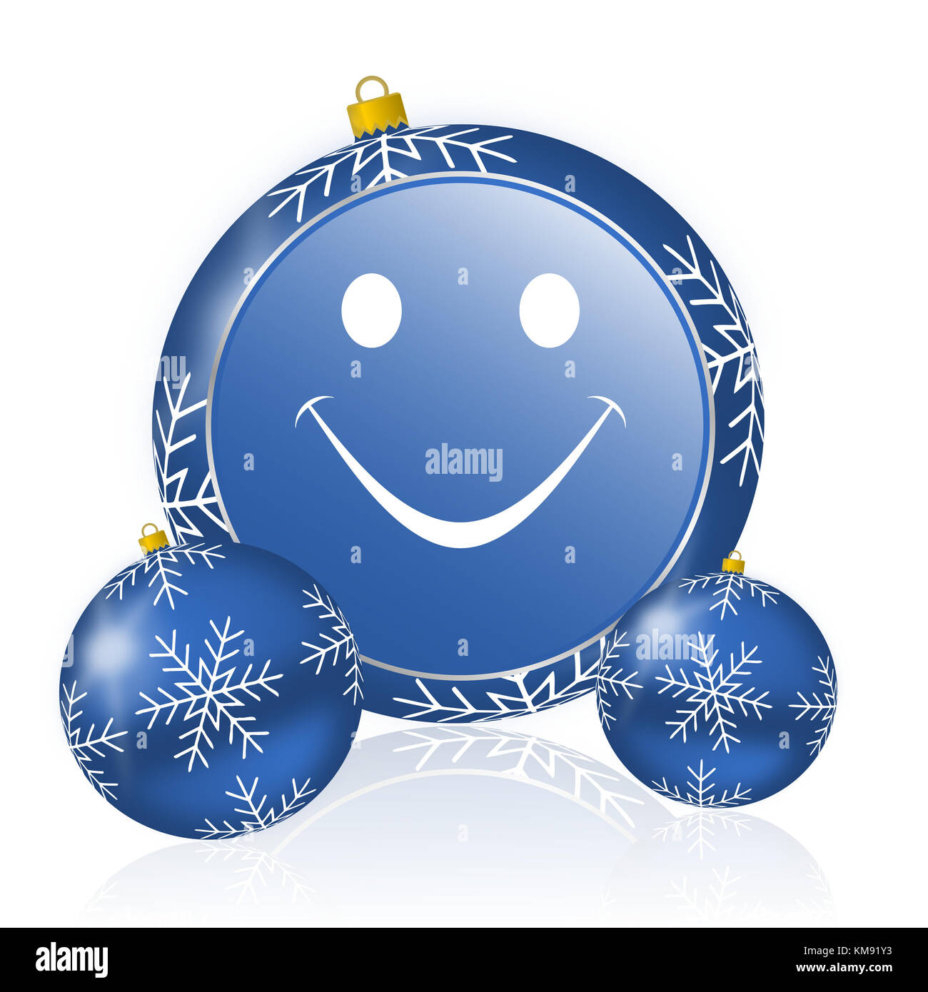 Smile blue christmas balls icon Stock Photo - Alamy