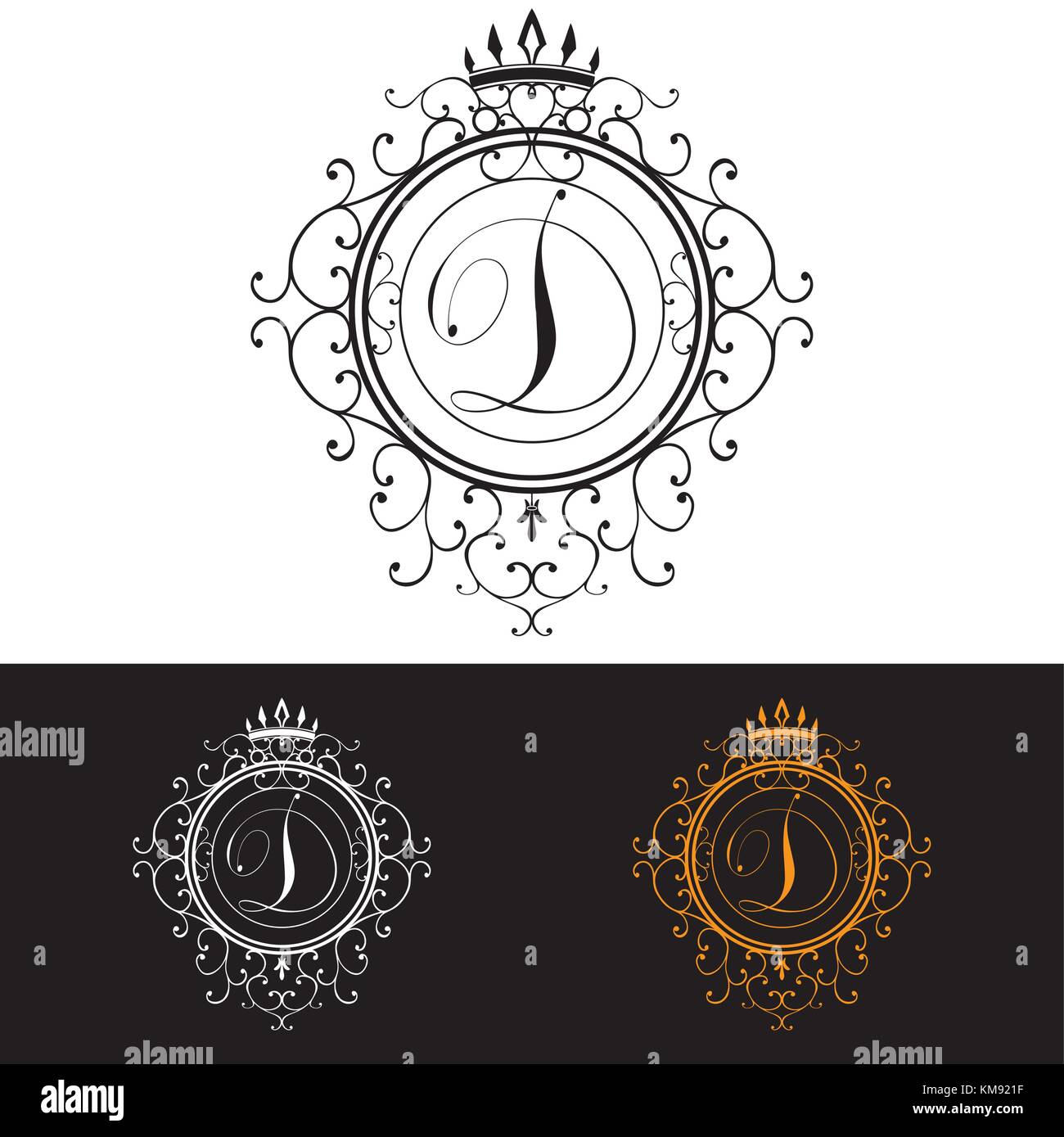 Letter D. Luxury Logo template flourishes calligraphic elegant ornament ...