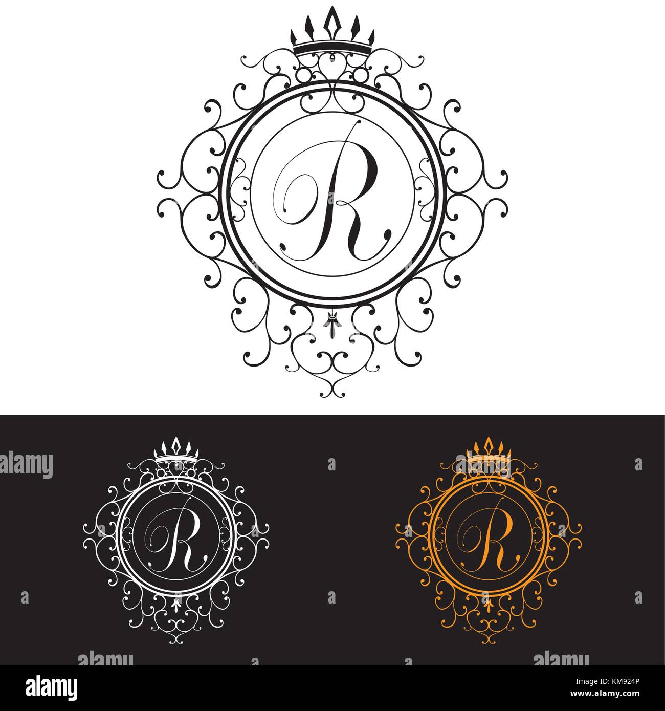 Letter R. Luxury Logo template flourishes calligraphic elegant ornament ...