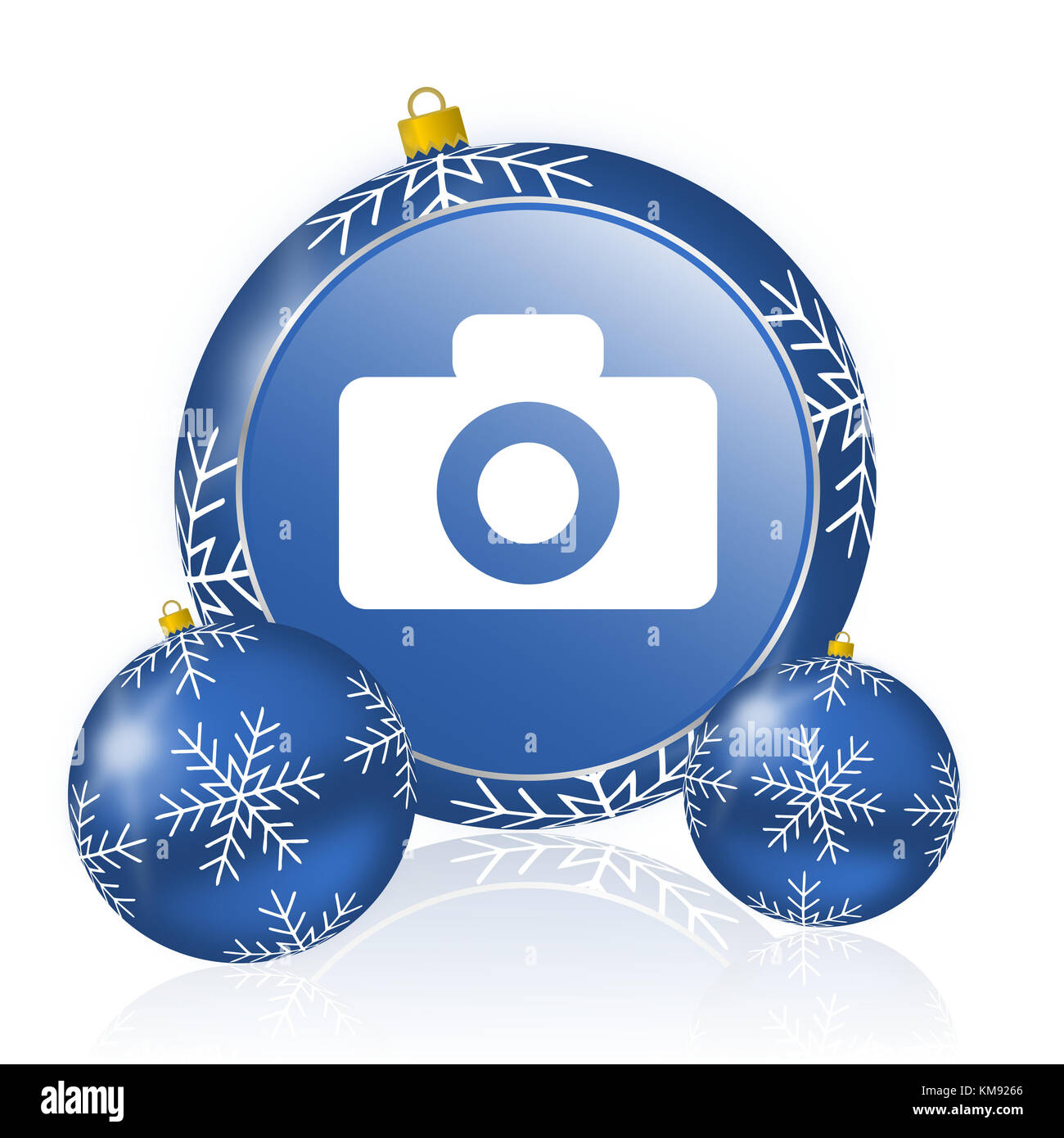 Camera blue christmas balls icon Stock Photo - Alamy