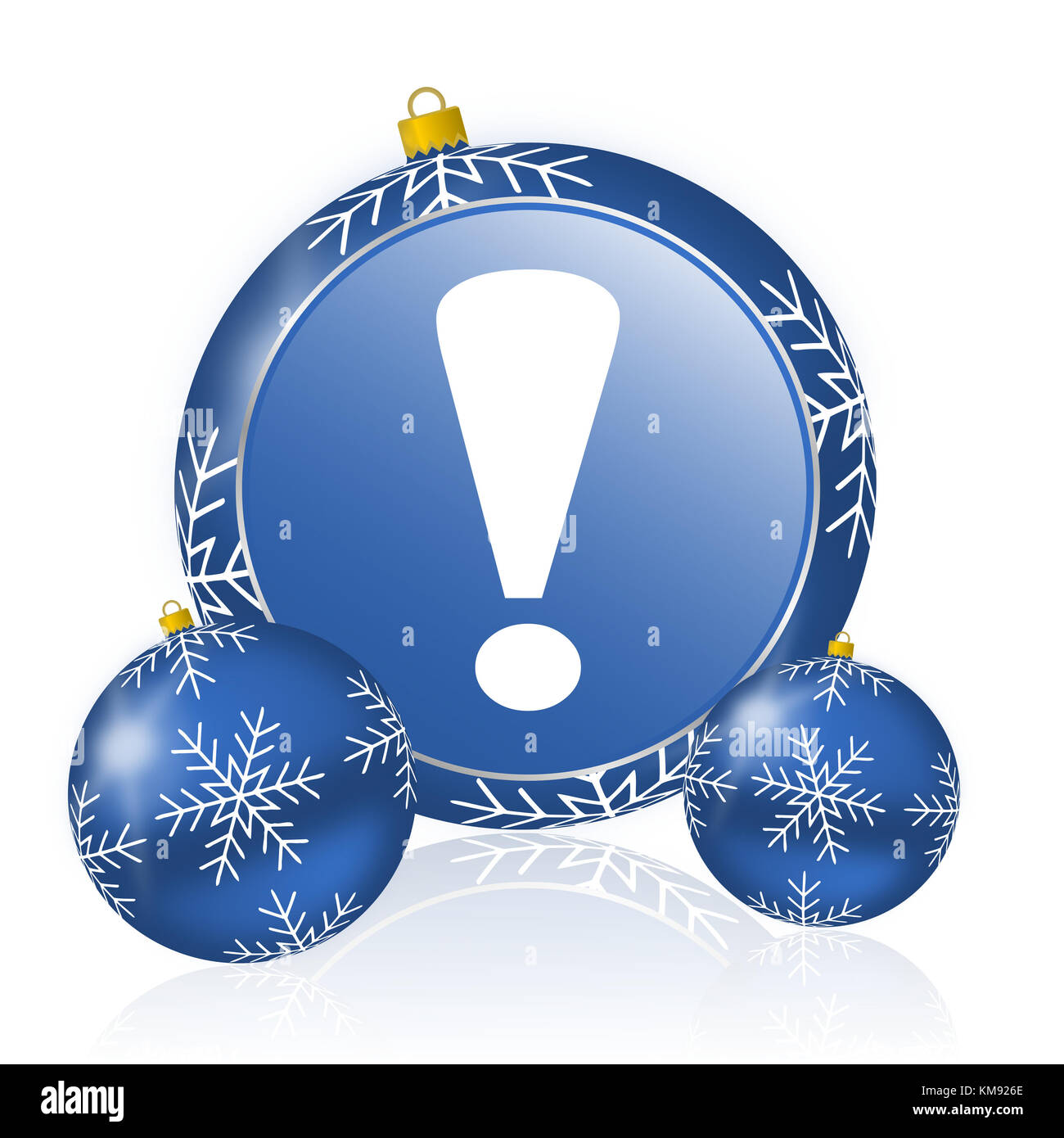 Exclamation sign blue christmas balls icon Stock Photo - Alamy