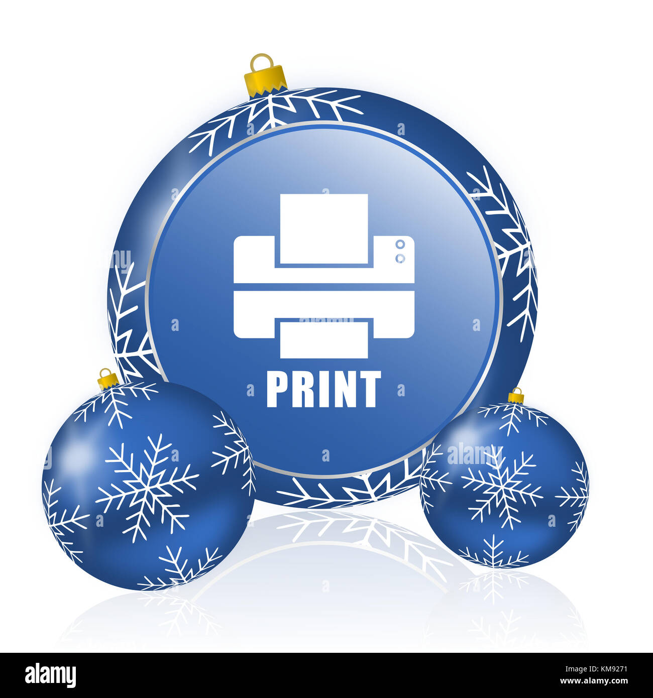 Printer blue christmas balls icon Stock Photo - Alamy