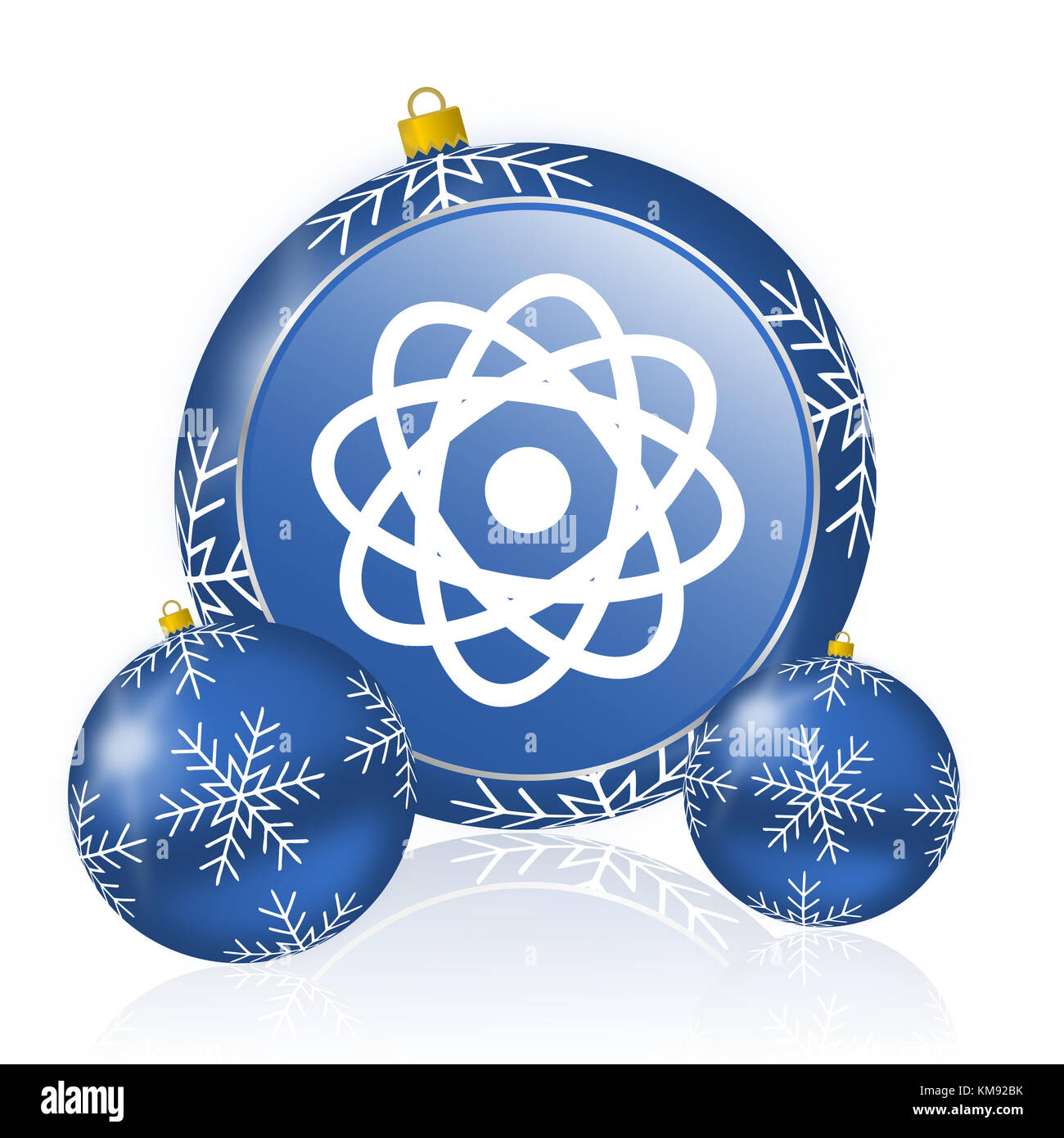 Atom blue christmas balls icon Stock Photo - Alamy