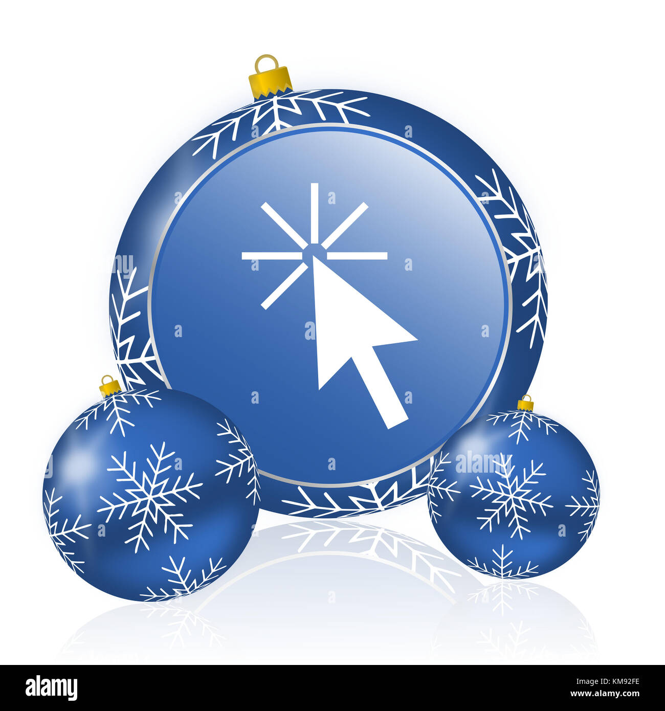 Click here blue christmas balls icon Stock Photo - Alamy