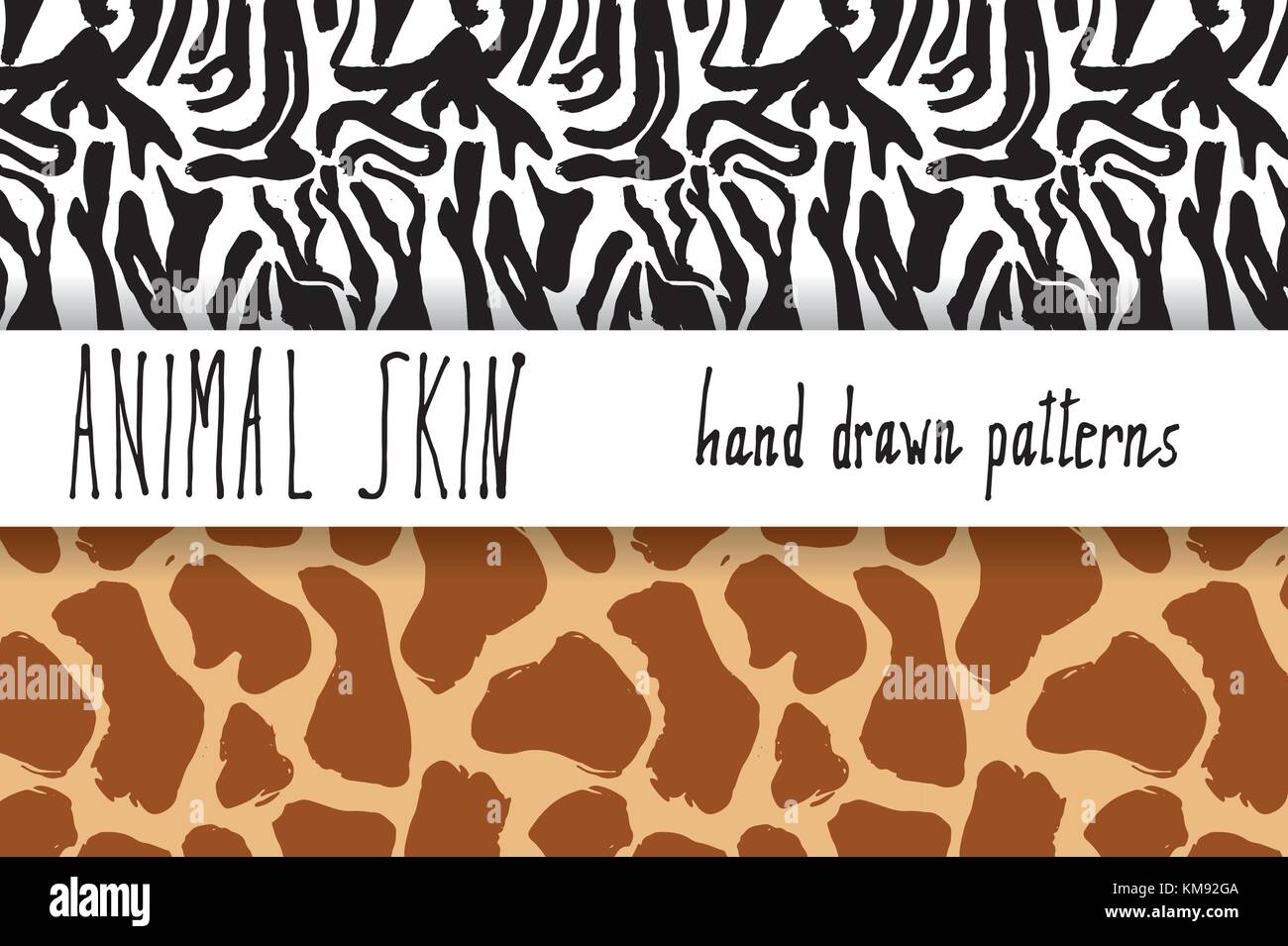Animal skin hand drawn texture, Vector seamless pattern set, sketch ...