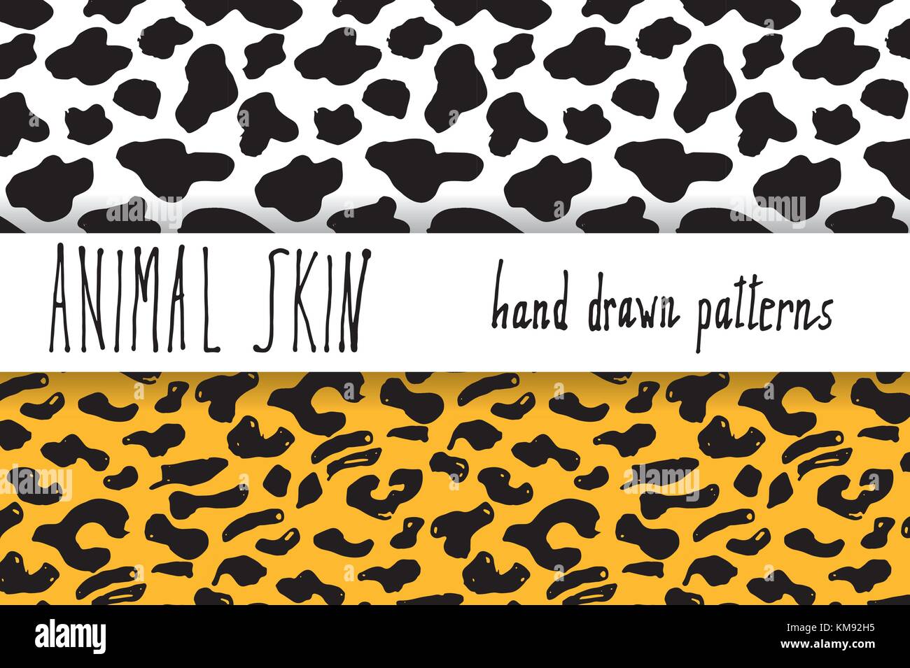Animal skin hand drawn texture, Vector seamless pattern set, sketch ...