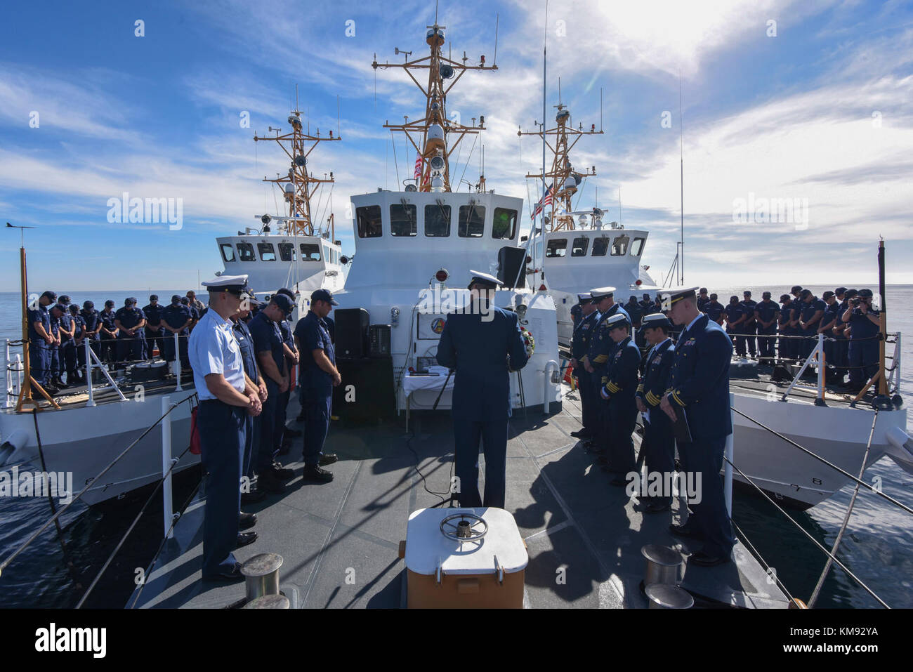 Lt. Cmdr. Jason Dipinto delivers a prayer during a memorial ceremony ...
