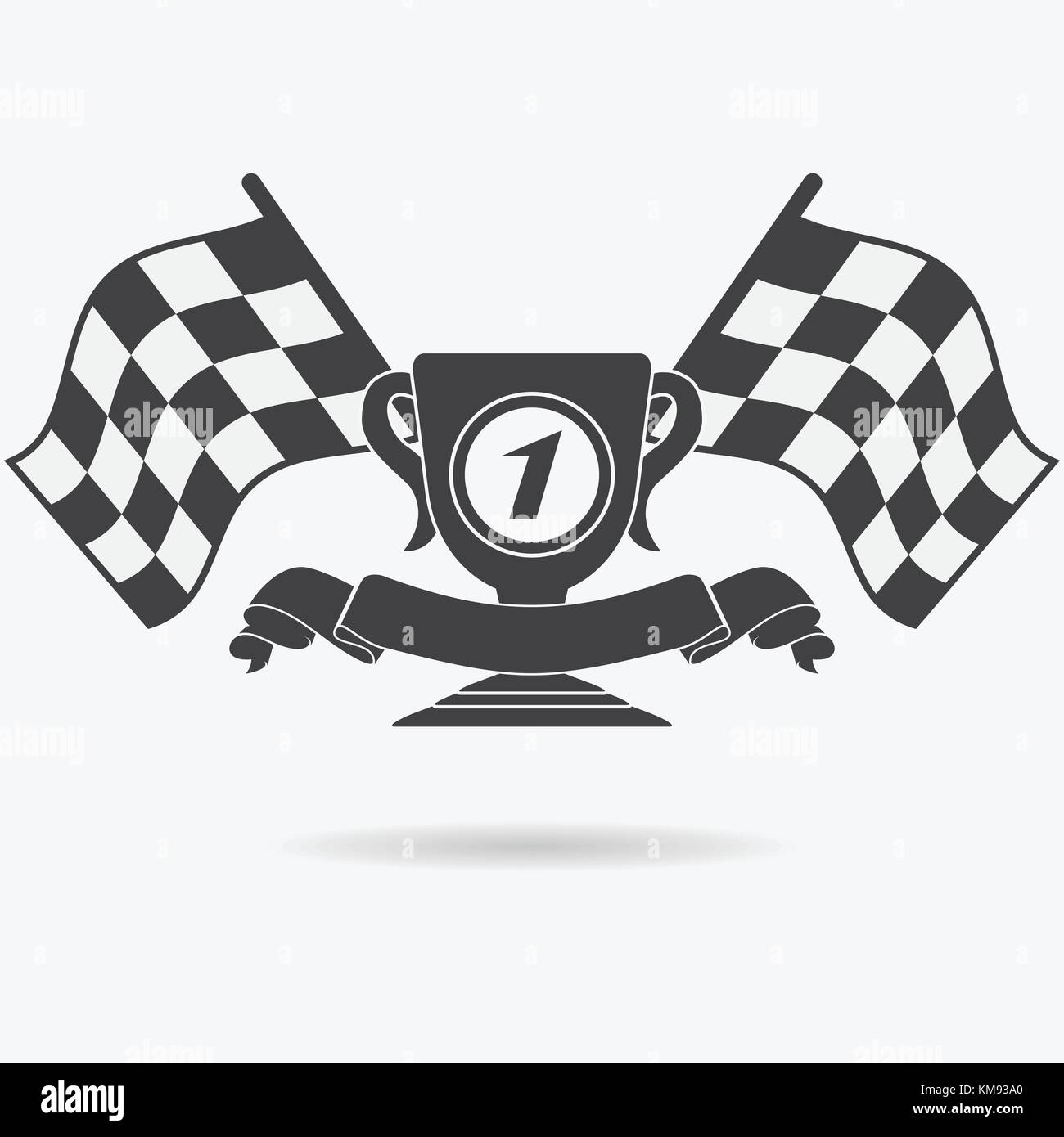 Flag icon. Checkered or racing flags first place prize cup and finish ...