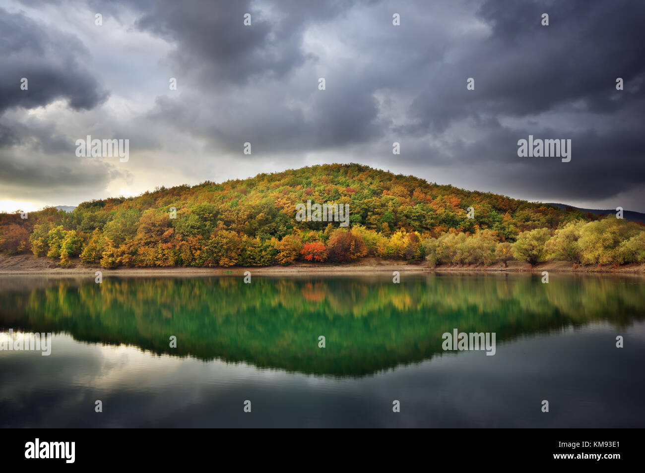 autumn hill lake reflection. Autumn landscape Stock Photo - Alamy