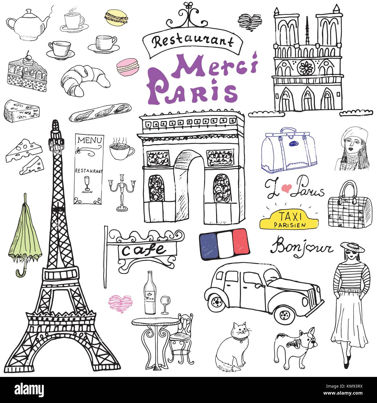 Woman eiffel tower vintage Stock Vector Images - Alamy