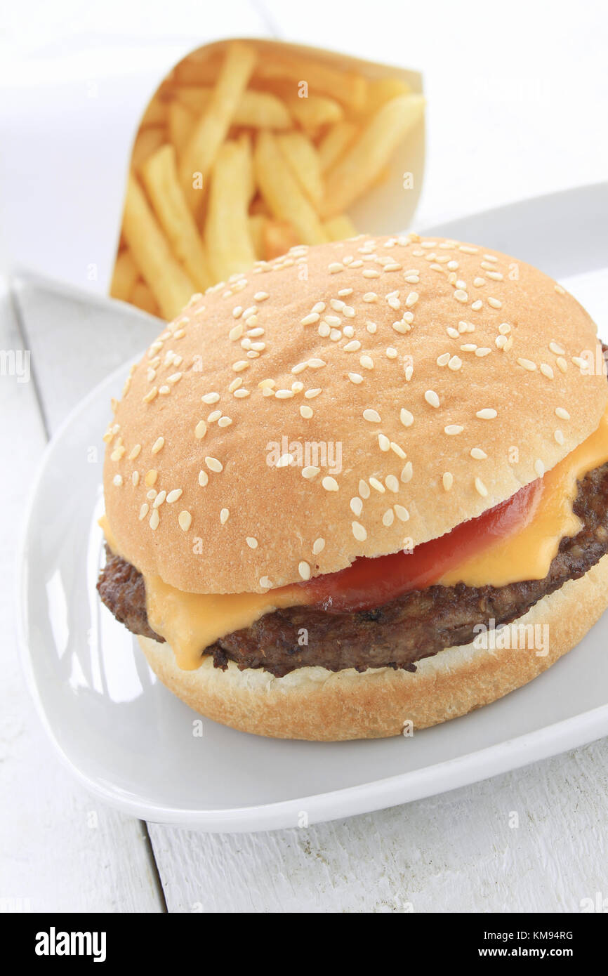 burger with fries Stock Photo - Alamy