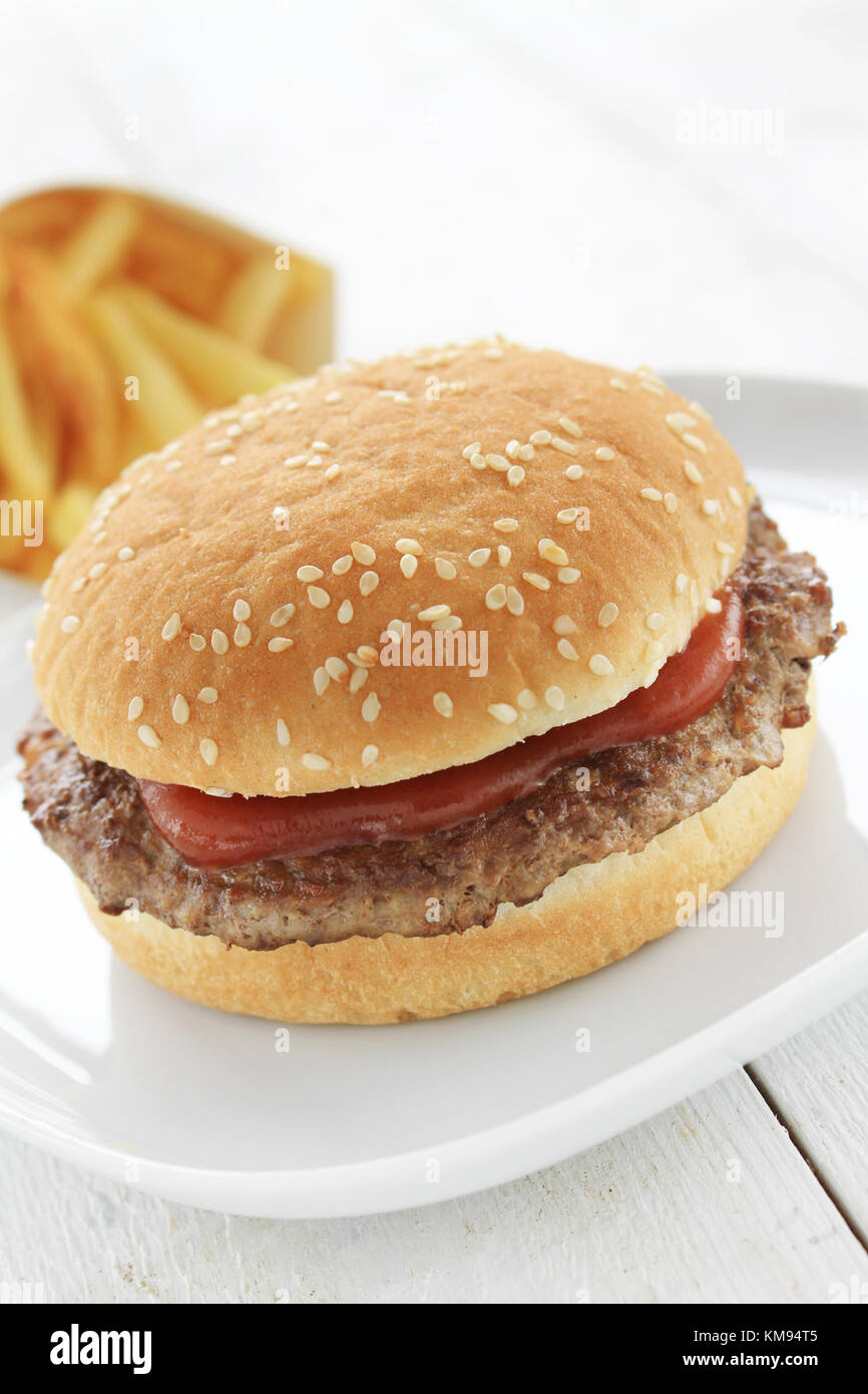 burger with fries Stock Photo - Alamy