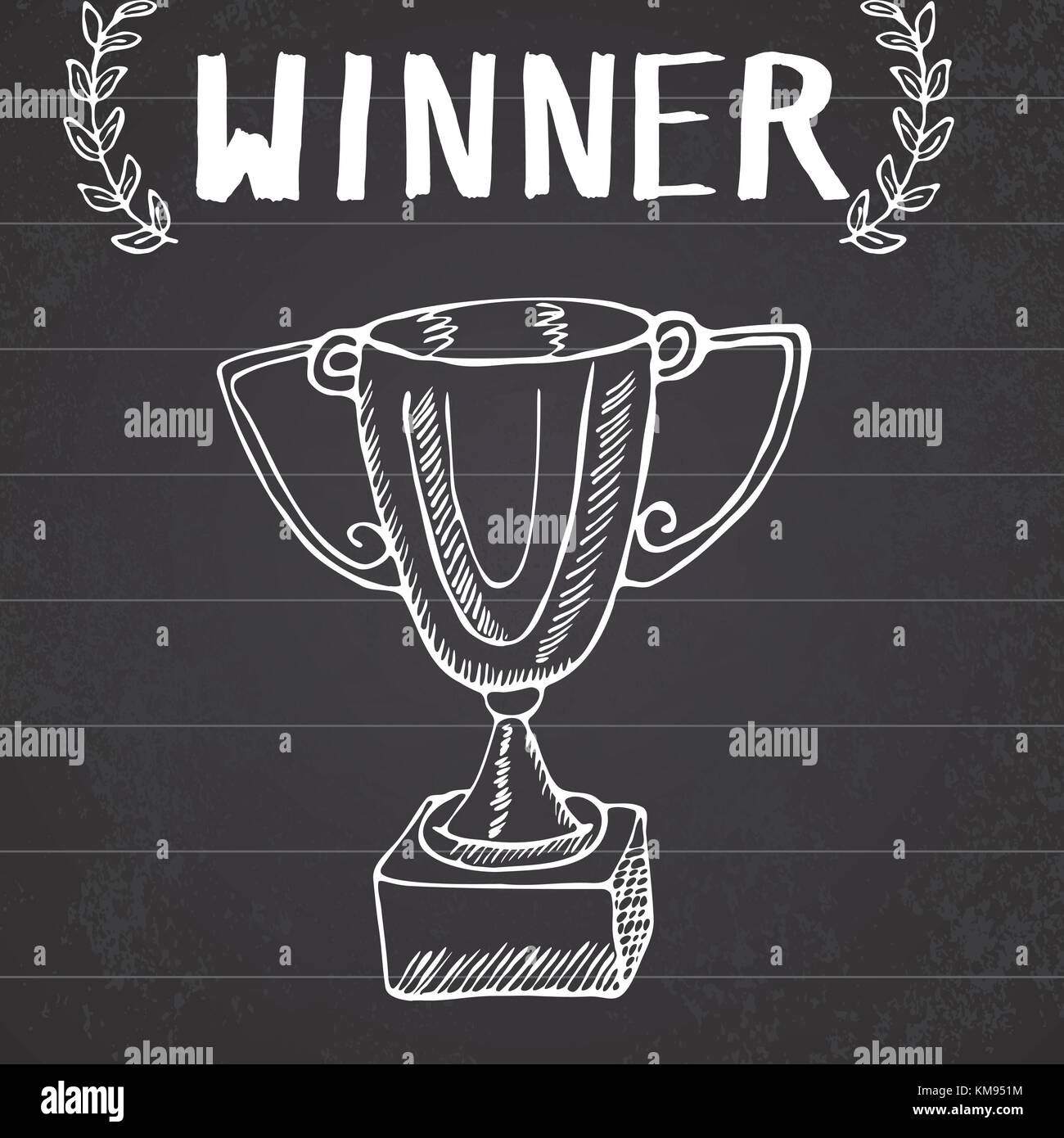Sport trophy sketch doodle. Hand drawn winners prize on chalkboard ...