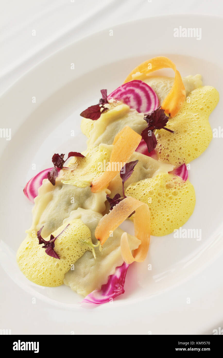 fresh ravioli plated appetizer starter Stock Photo - Alamy