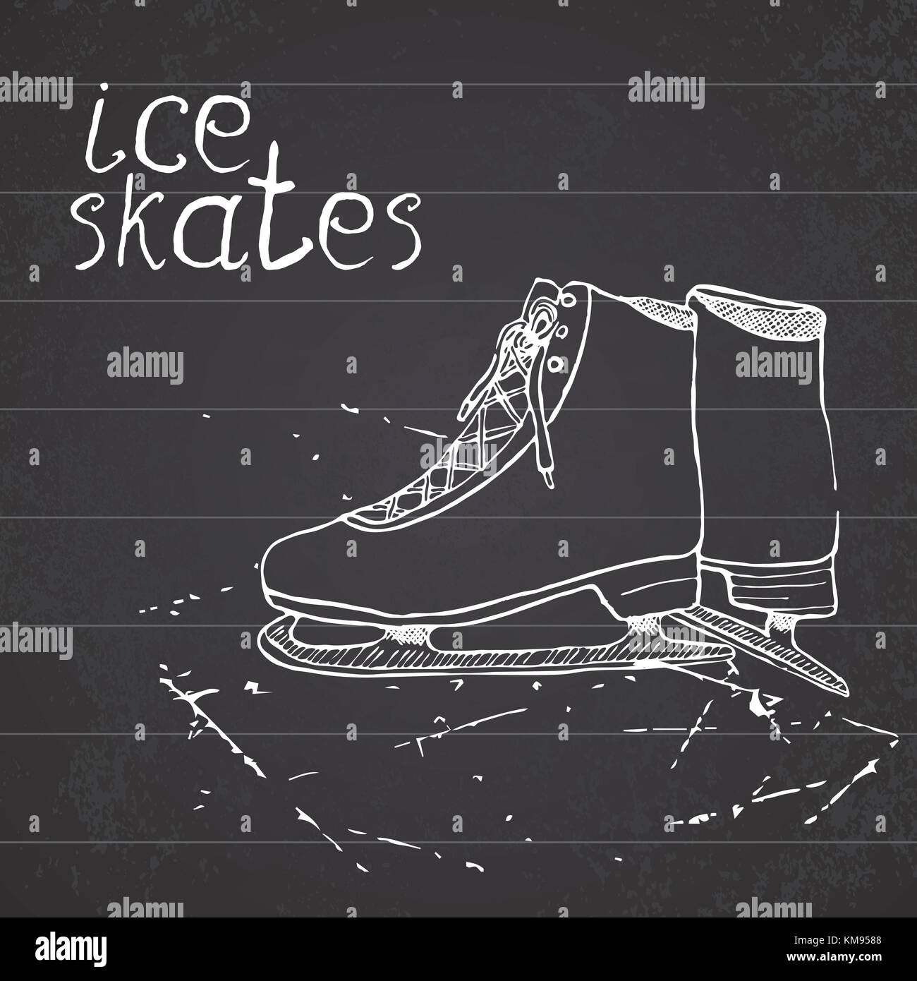 Hand drawn sketch ice skates. Drawing Sport doodle element winter ...