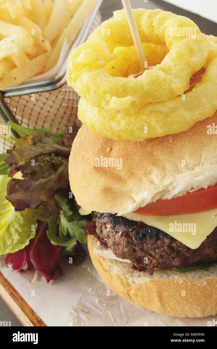 gourmet burger plated meal Stock Photo - Alamy