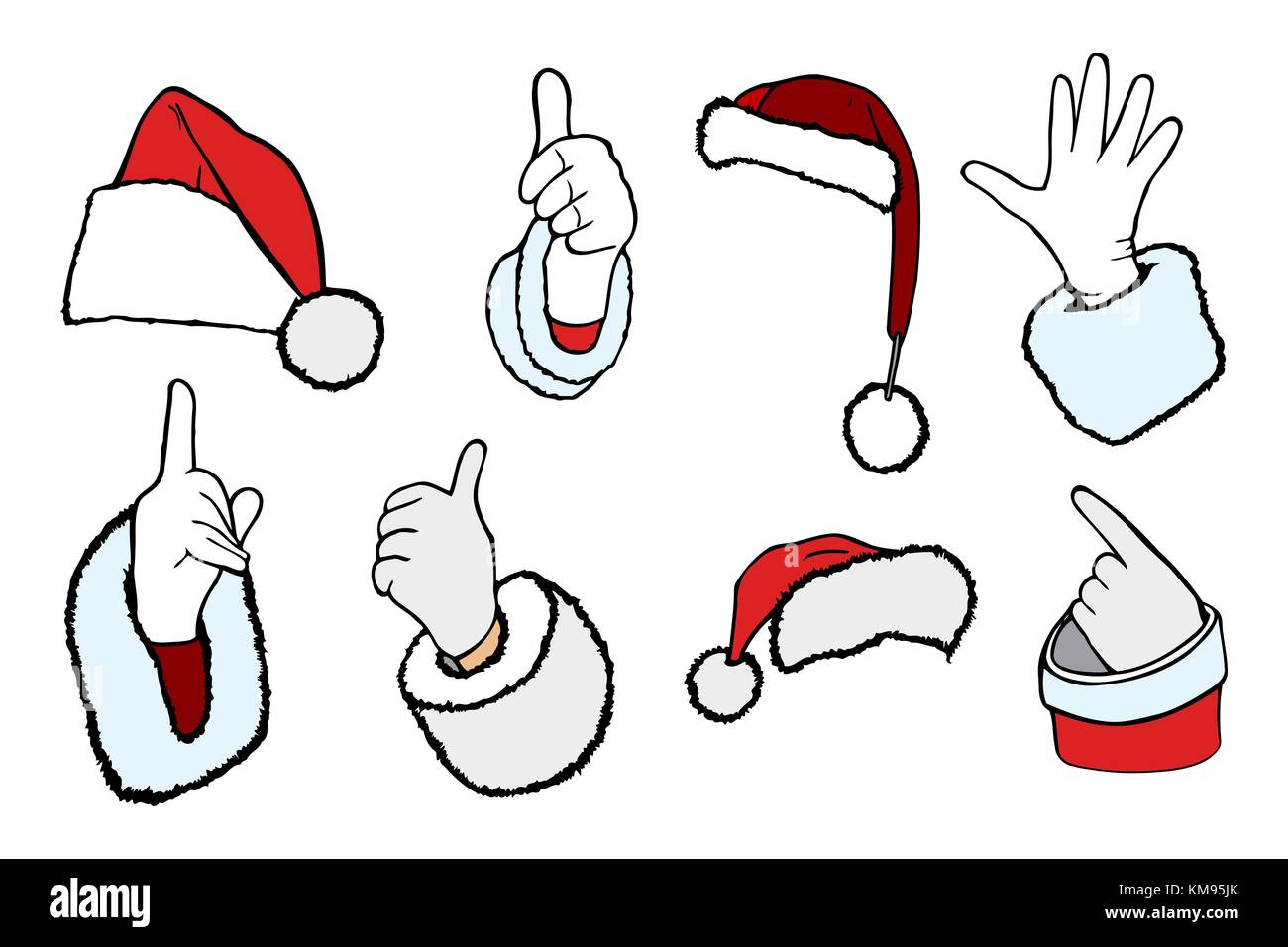 The hand of Santa Claus in white gloves symbolizing Ok, well, good and ...