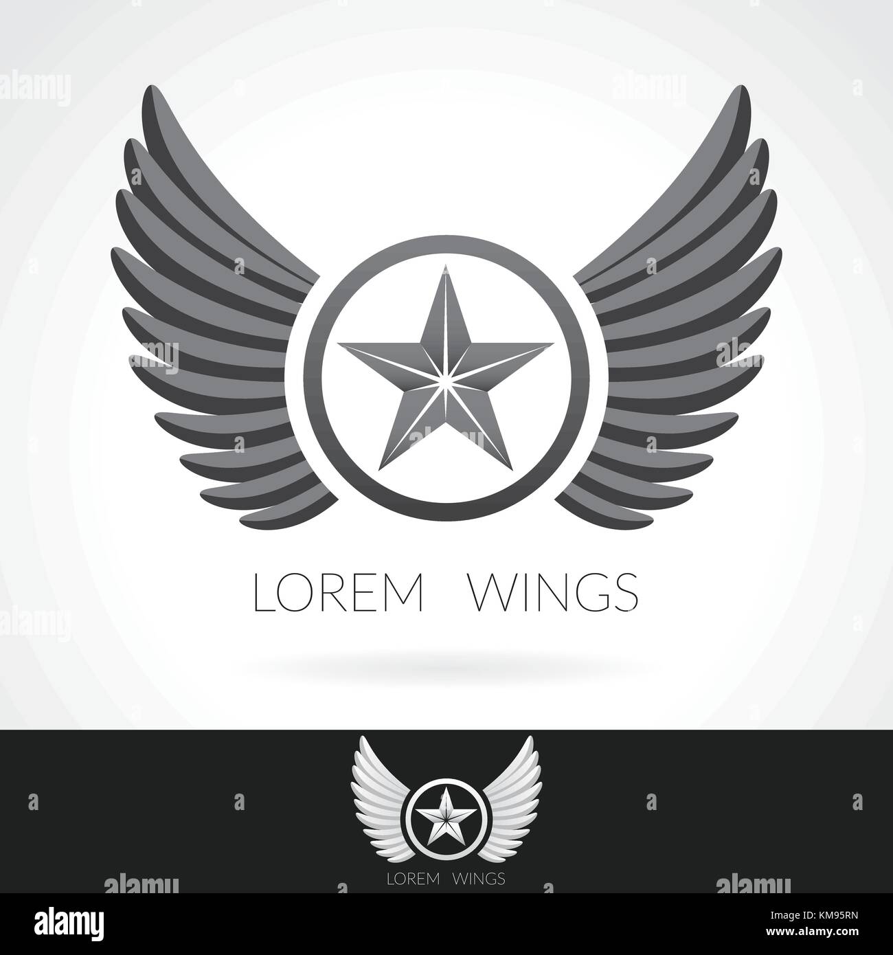 Wing abstract Logo template with star in the middle badge label, emblem ...