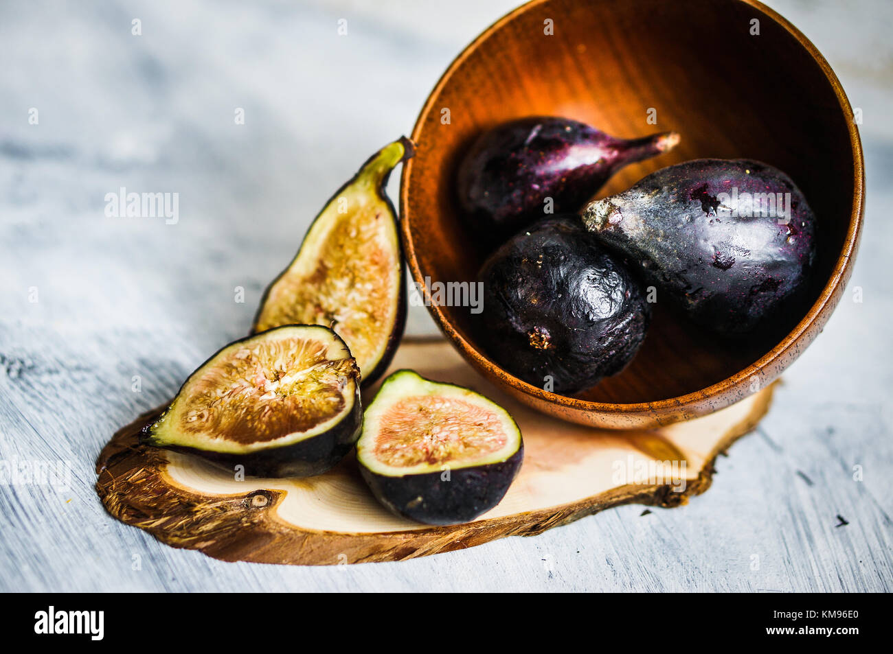 Figs On Wooden Background Stock Photo - Alamy