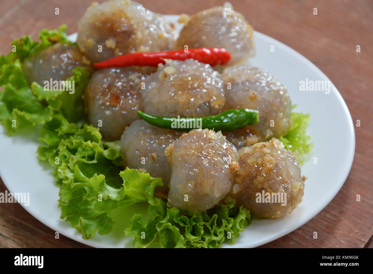 tapioca balls with pork filling on plate Stock Photo - Alamy