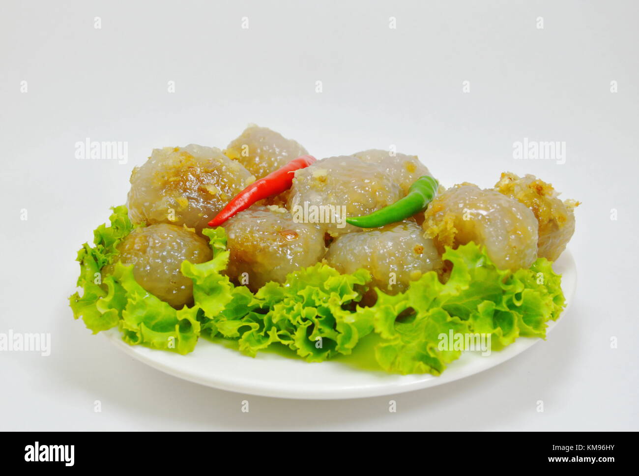tapioca balls with pork filling on plate Stock Photo - Alamy