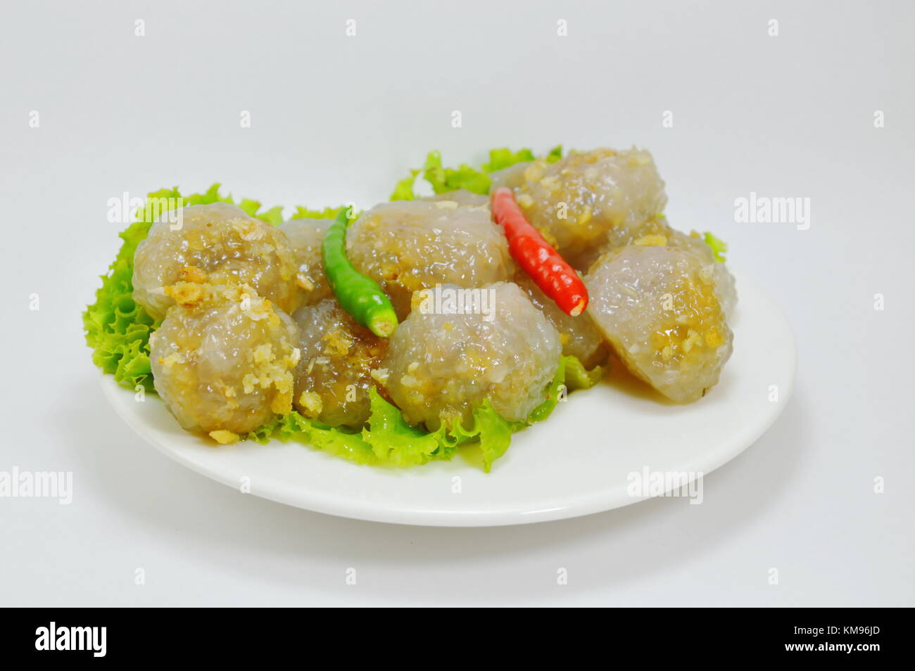 tapioca balls with pork filling on plate Stock Photo - Alamy