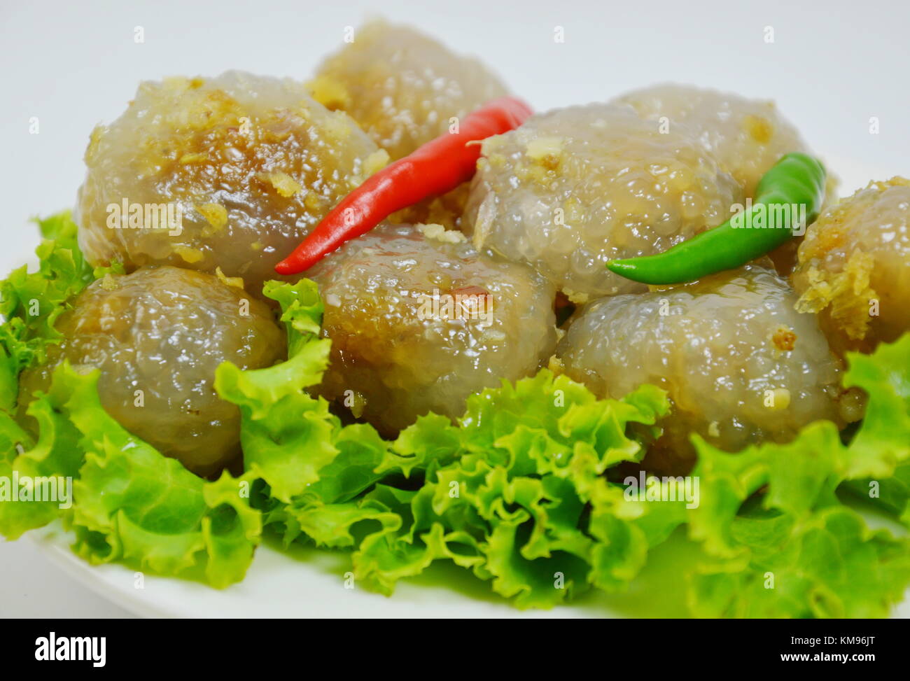 tapioca balls with pork filling on plate Stock Photo - Alamy