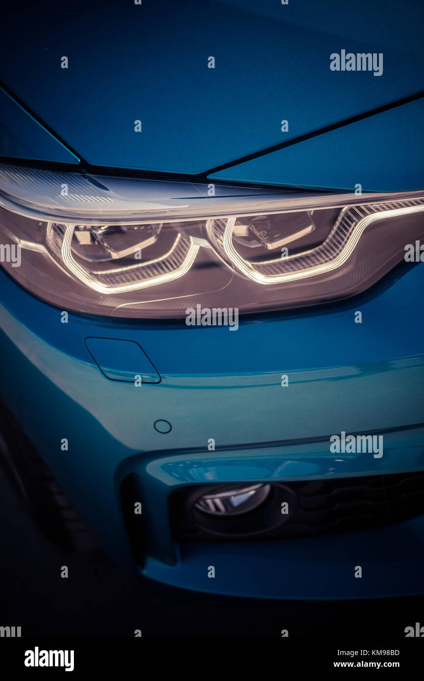 Close up shot of some LED automobile headlights Stock Photo - Alamy