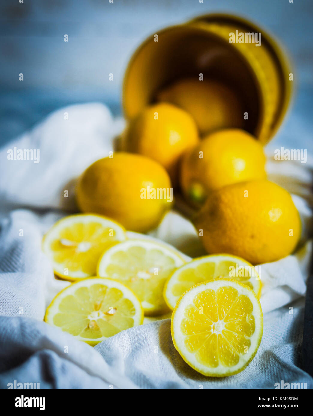 Lemons On Rustic Background Stock Photo - Alamy